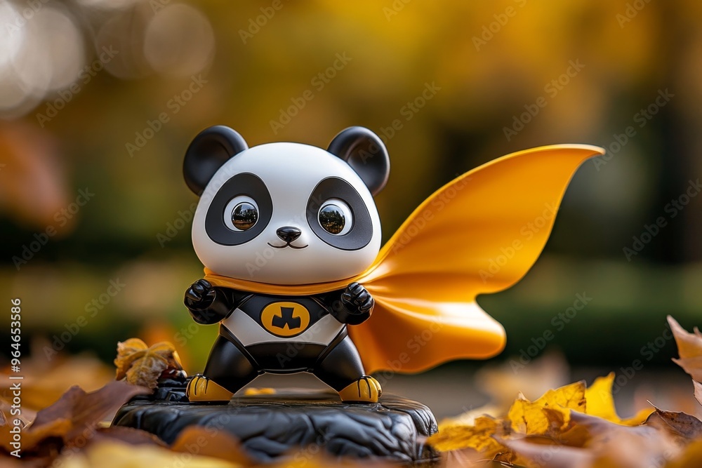 Kawaii cute figurine of a panda dressed as a superhero with a cape ...