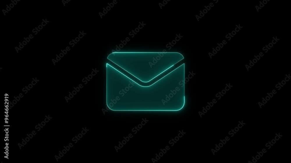 neon mail envelope icon animated on black background. glowing neon Mail ...