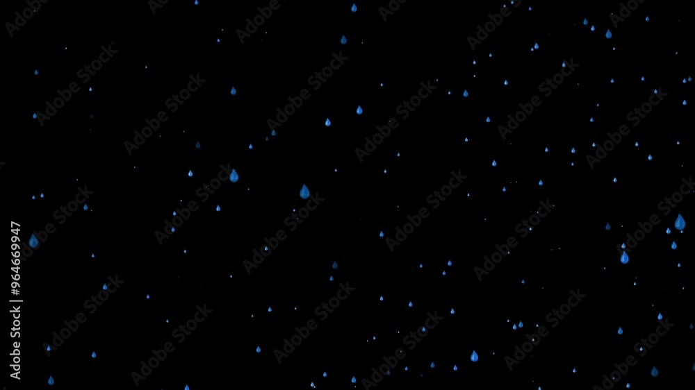 2d rain animation on black screen. Animated display of raindrops. Rain ...