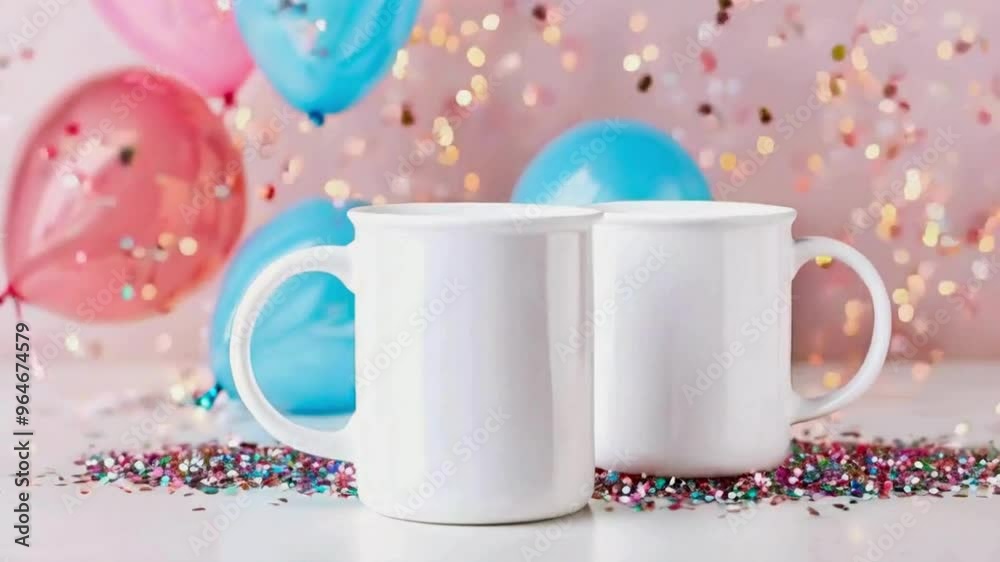 Mug Mockup with Balloons - Festive Coffee Cup Design Template for ...