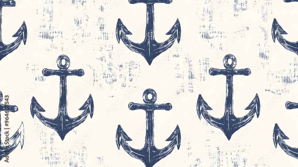Nautical Anchor Pattern Blue and White Nautical Marine Sea Ocean ...