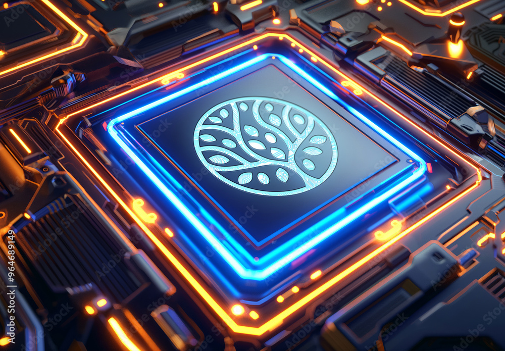 Tech Logo Mockup on Glowing Futuristic Digital Panel. Generative Ai ...