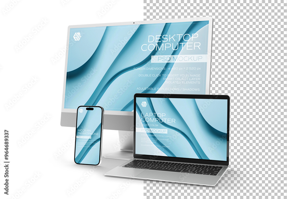 Isolated Devices Screens Mockup with Smartphone Computer and Laptop ...