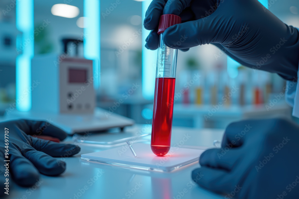 Realistic scene of Hemoglobin Test with Blood Sample in Test Tube and ...