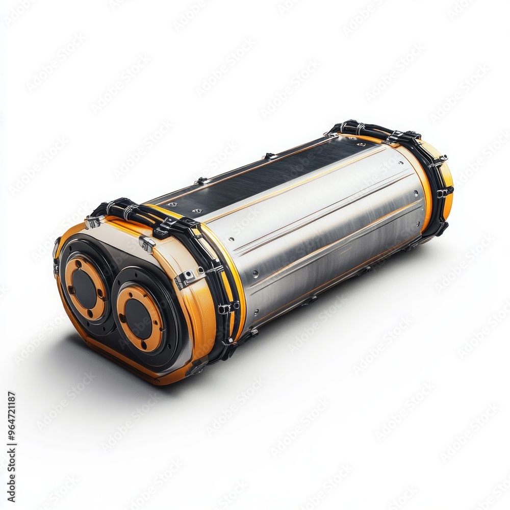 An EV battery module with cylindrical cells, depicted in a realistic ...