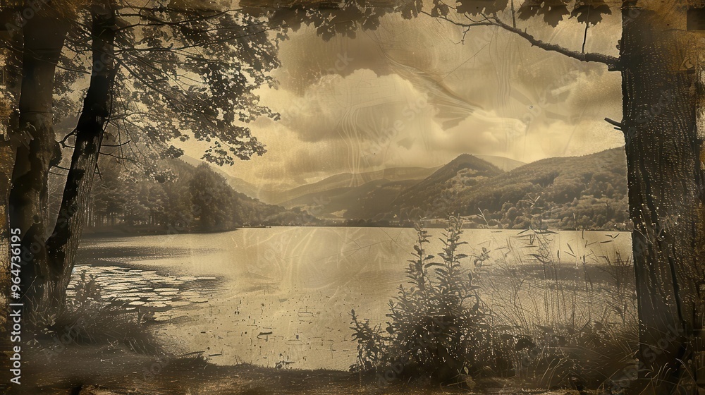 vintagestyle image with heavy vignette effect sepiatoned photograph ...