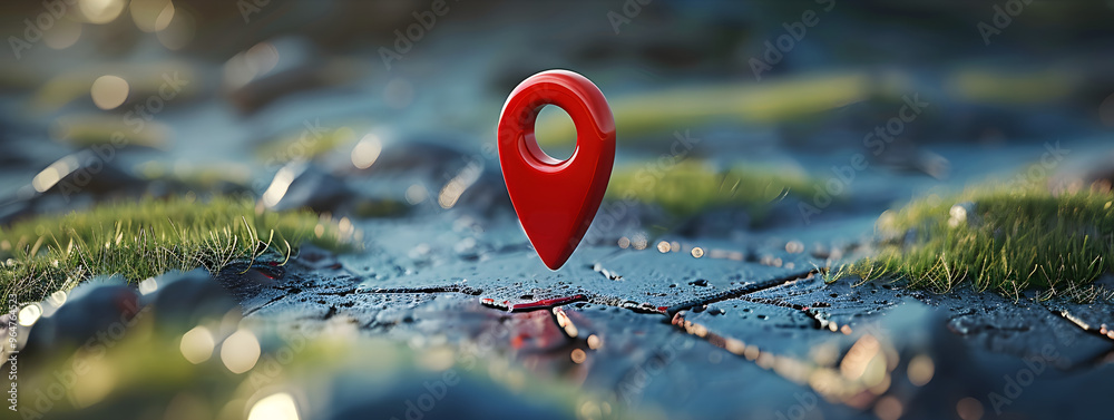 Animated 3D game sprite of a rotating locator pin used for map ...