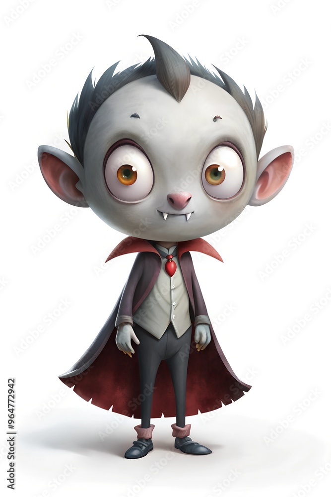 Cute cartoon vampire character with big eyes and playful expression ...