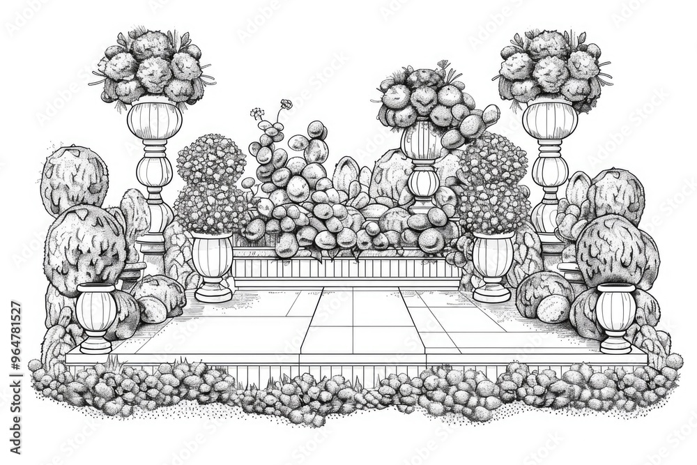 Coloring book illustration of a display platform for a promotional ...