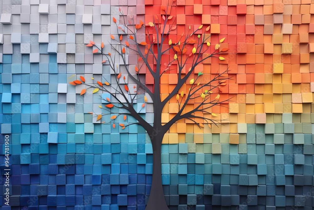 An abstract painting of GDP growth represented as a flourishing tree ...
