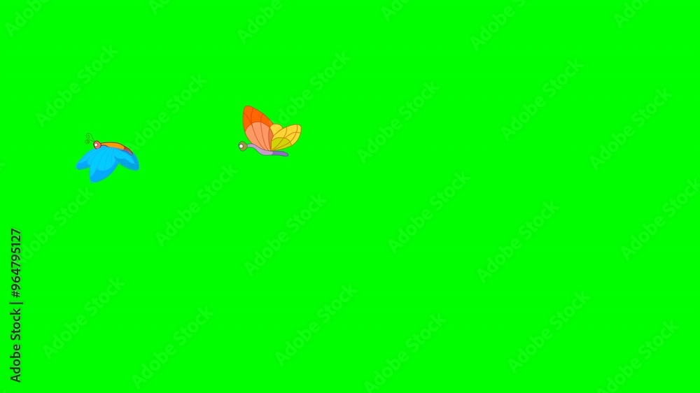 Butterflies flying animation. Flap wing butter fly line. Left to right ...