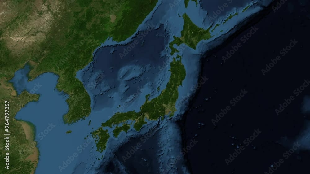 Zoom from Earth to Japan. (No Border) World map animation with ...