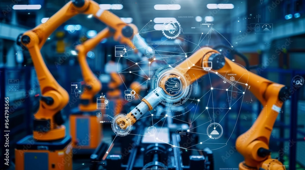 Smart industry robot arms for digital factory production technology ...