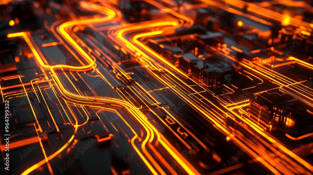 Digital map of the modern city with AI-powered traffic management ...