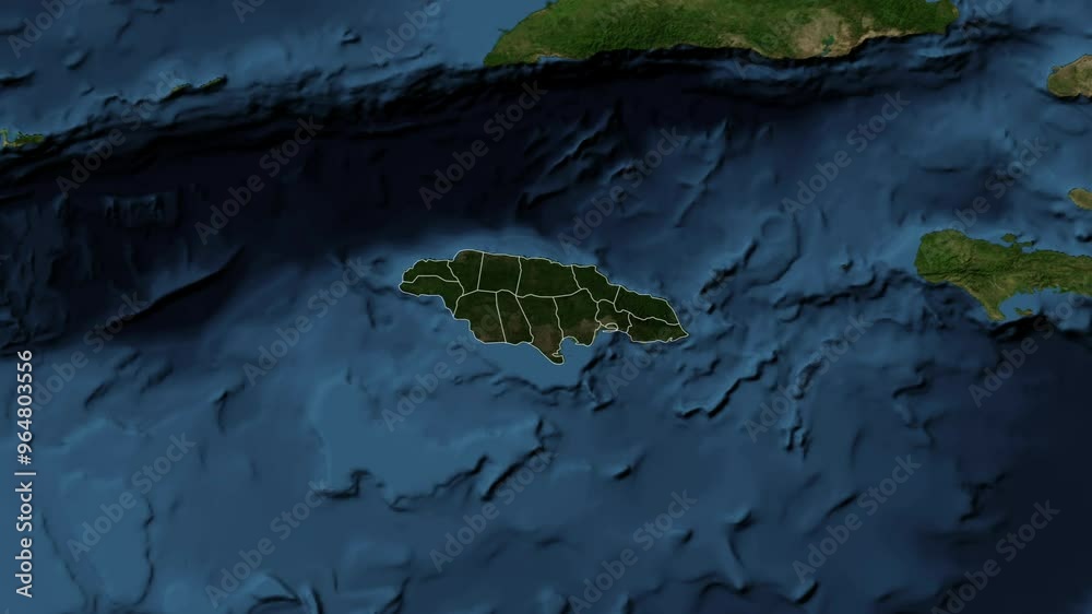 Zoom from Earth to Jamaica. (with Provinces) World map animation with ...