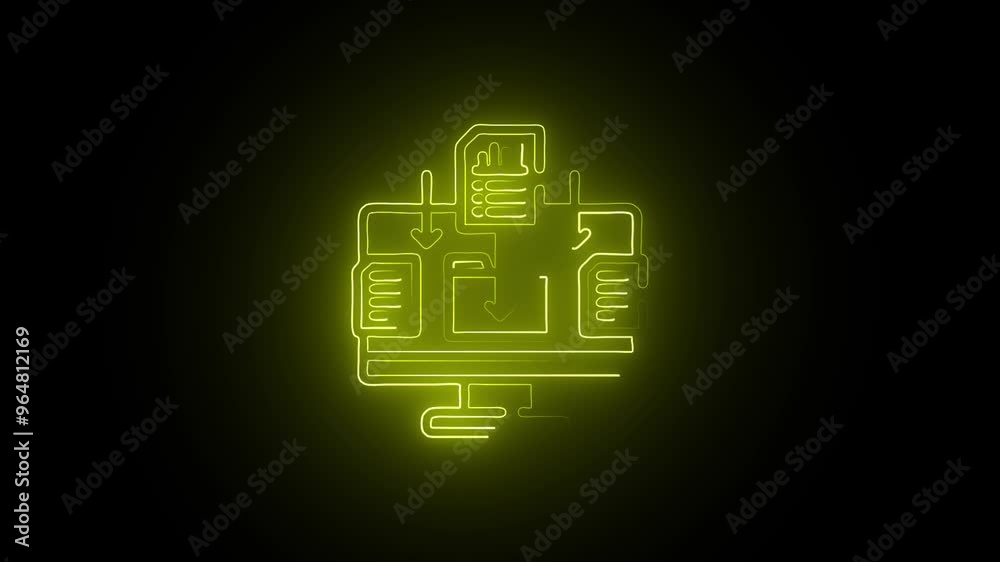 Data Gathering Animated Icon. Neon Data Gathering Badge Inside Circle ...