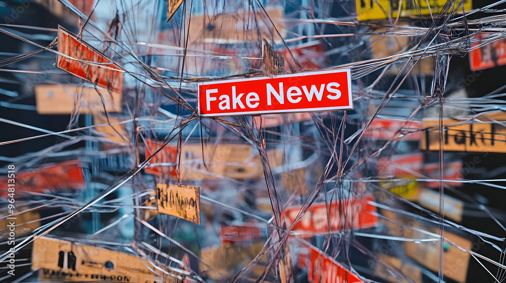 Image depicting tangled web of fake news signs, symbolizing the spread ...