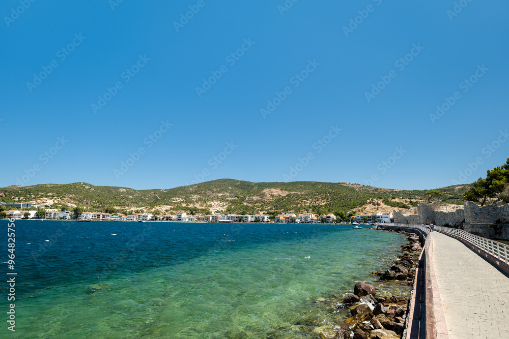 Eski Foca waterfront view by harbour on the Aegean coast, Izmir, Turkey ...
