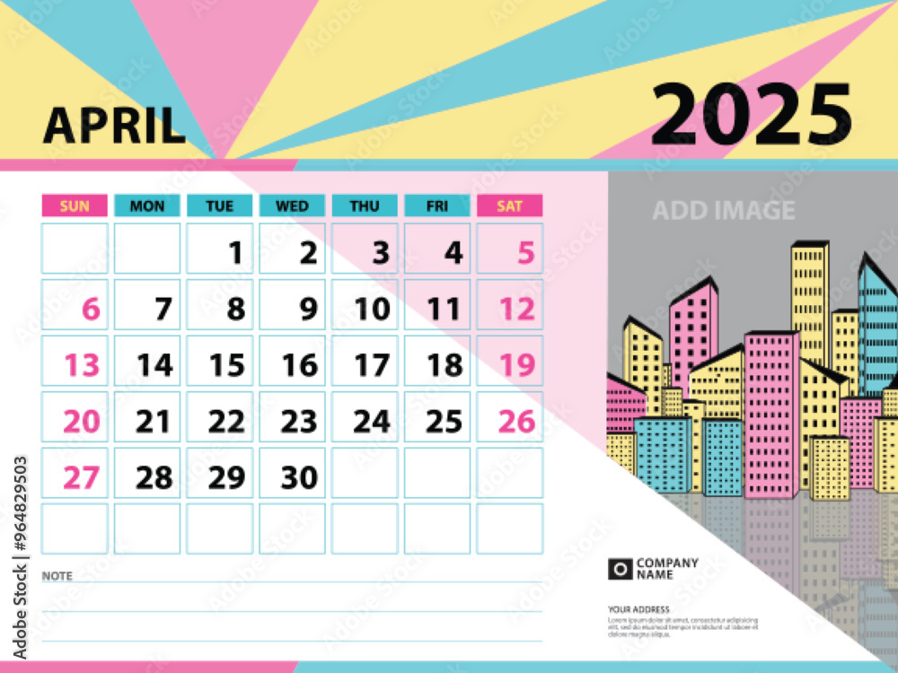 April 2025 template - Calendar 2025 year design, Desk calendar 2025 ...