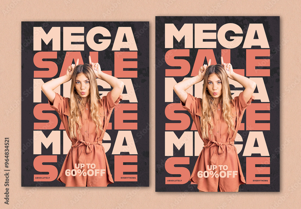 Discount Sale Poster Layout Design with Stacked Text Stock Template ...