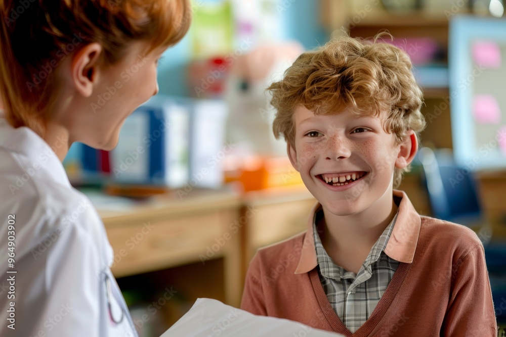 Joyful student celebrates receiving test results from teacher in ...