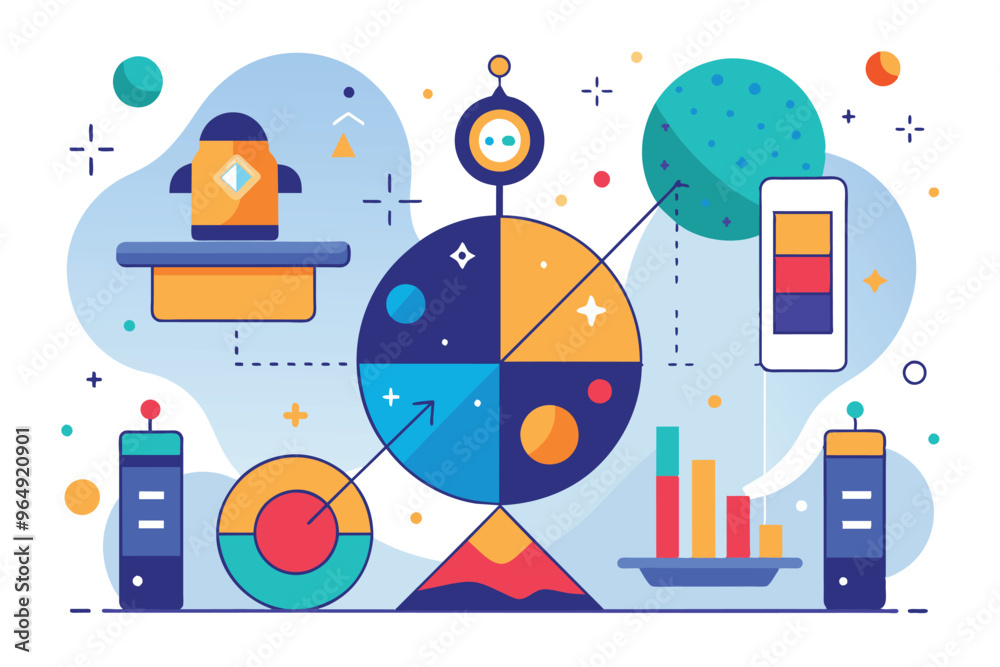 Colorful digital design and creativity concept featuring various shapes ...