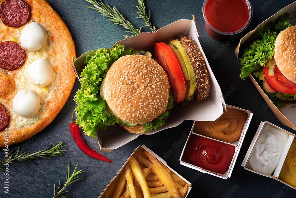 comida fast food, concepto de comida perjudicial para la salud y ...