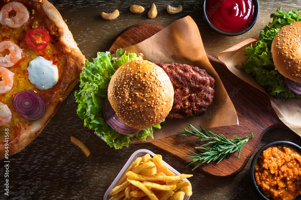 comida fast food, concepto de comida perjudicial para la salud y ...