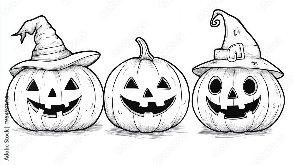 Spooky Fun Halloween Coloring Page for Kids with Cute Outlines on White ...
