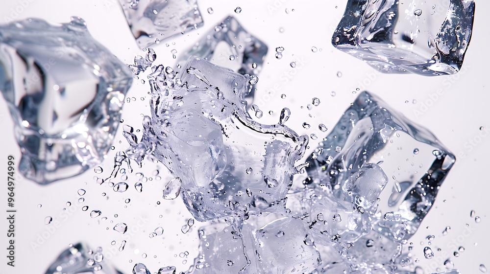 Ice Cube Explosion Chunks Frozen Water Shattered Into Pieces Isolated ...