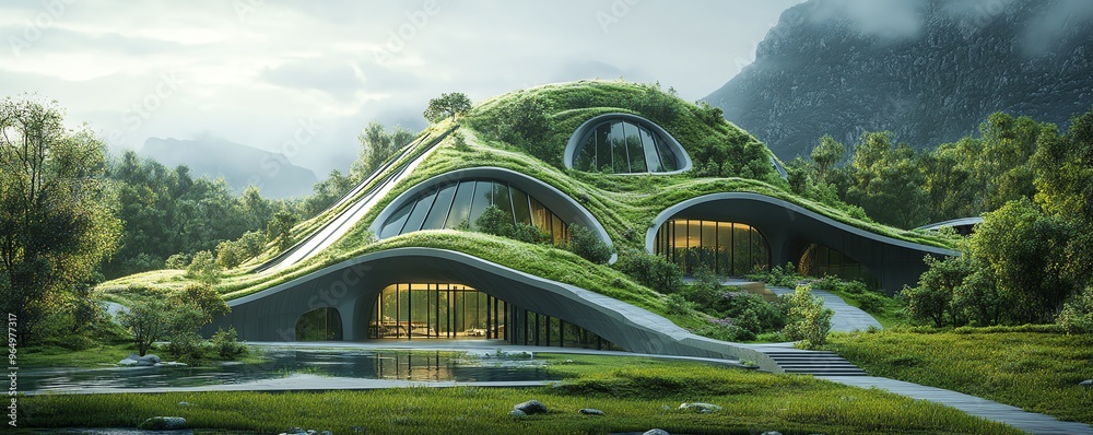 Futuristic zero waste energy facility with advanced recycling systems ...