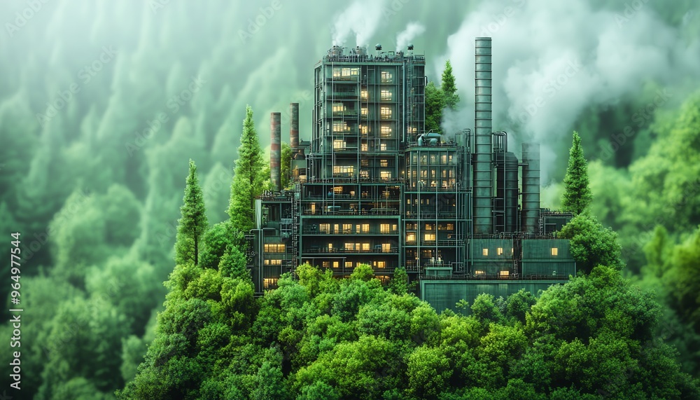 Green manufacturing plant with zero waste energy practices, showcasing ...