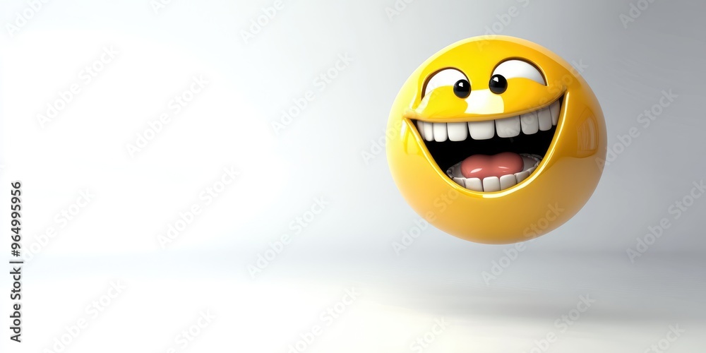 A vibrant 3D face emoji with bold features and glossy finish, floating ...