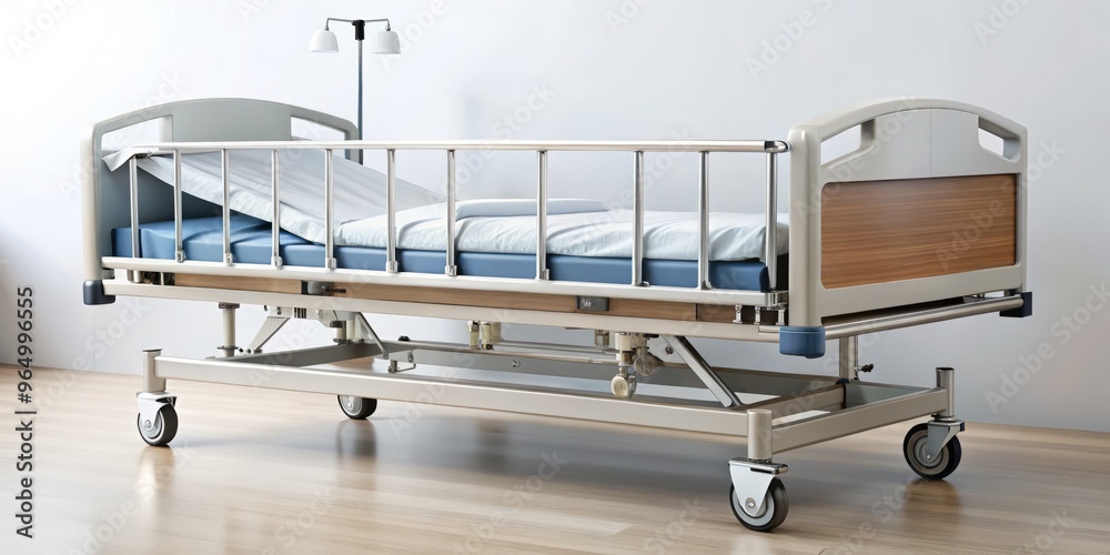 Metallic boundaries encircle the hospital bed, offering comprehensive ...