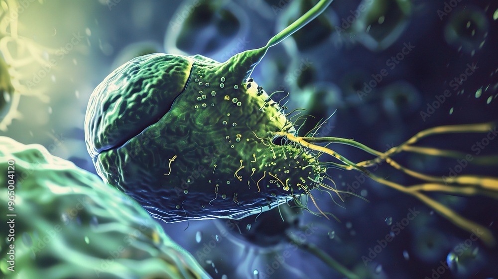 A detailed depiction of Gallbladder cancer. The cancerous growth within ...