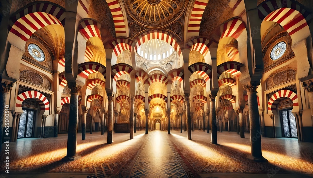 Ornate interior of the Great Mosque of Córdoba, Spain, featuring its ...