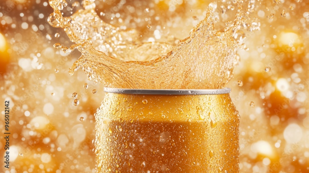 An image of a fizzy drink can with a splash of the drink against a ...
