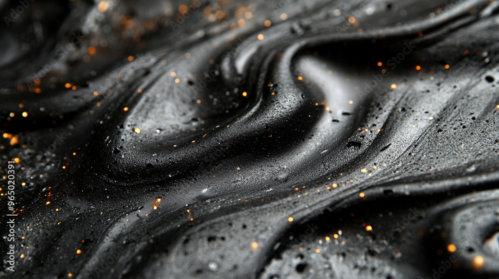 viscous crude oil with thick, glossy texture and reflective surface ...