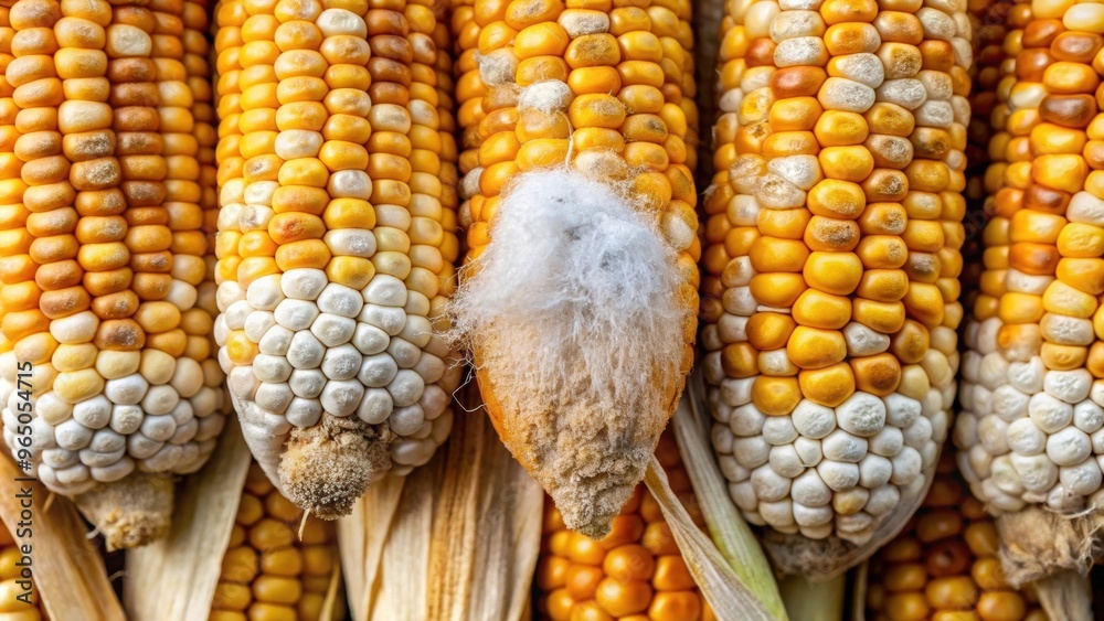 Corn rot caused by Aspergillus fungi producing mycotoxins in stored ...