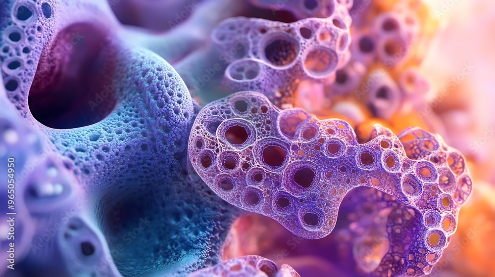 An abstract 3D render showcasing a biological structure with rich ...