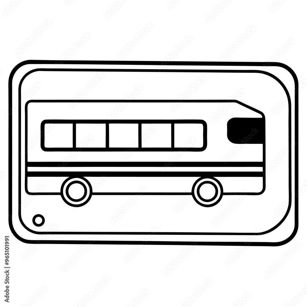 bus pass outline coloring book page line art illustration digital ...