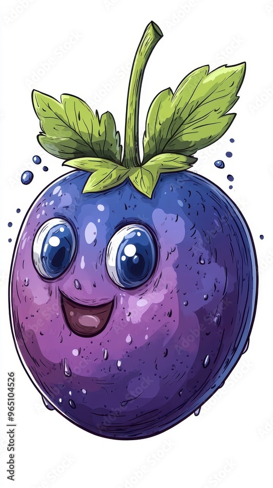 Blueberry illustrated in a cartoon art style with bold, playful ...