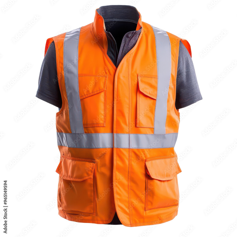 High-visibility orange safety vest with reflective stripes, perfect for ...