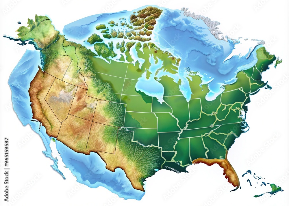 A detailed, high-contrast illustration shows the contiguous United ...