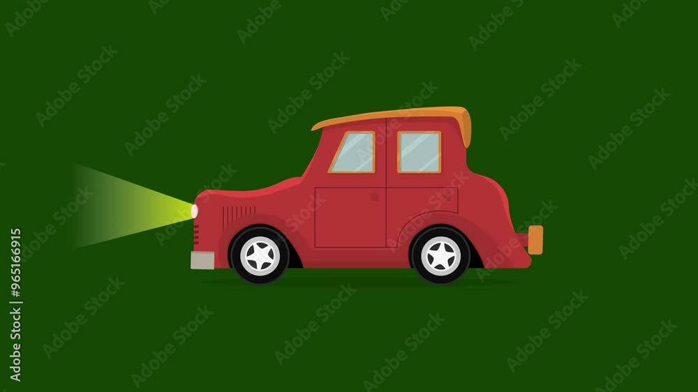 Vintage all parts appear old red color cartoon toy sports car 2d ...