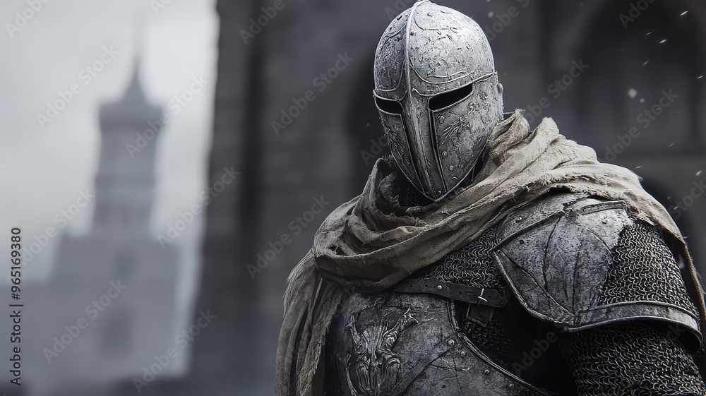 Knight illustrated with textured patterns, emphasizing the detailed ...