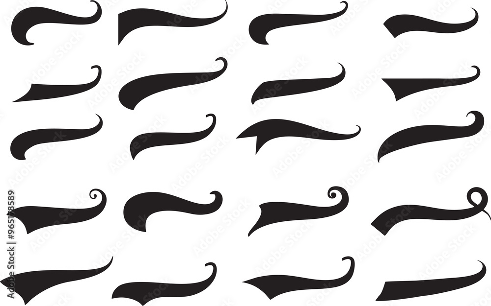 Swishes tail and swooshes collection. Sporty swirling tail typography ...