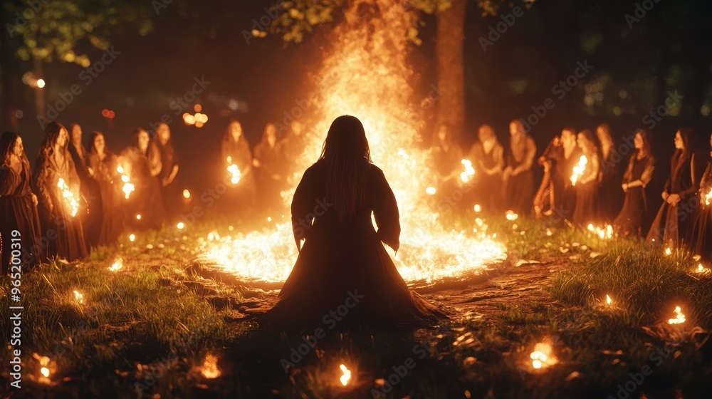 Witness a powerful witch leading her coven in a mesmerizing black magic ...