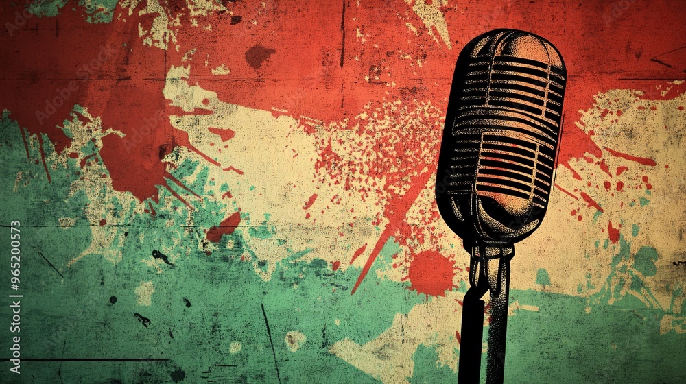 Poster template featuring a music-themed background, designed without ...