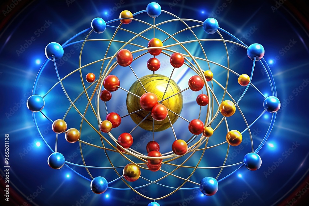 Vibrant illustration of sulfur's atomic structure, showcasing 16 ...
